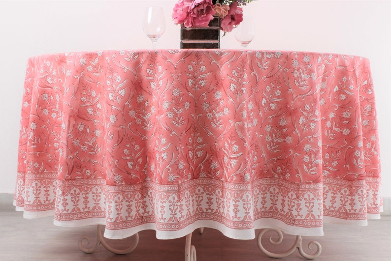 Vintage-Inspired Hand Block Print Round Tablecloth – Thefabricrush